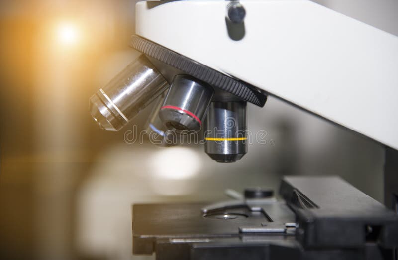 Close Up Objective Lens Microscope. Stock Photo - Image of analyzing ...