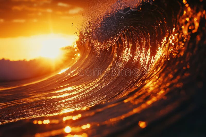 Golden Wave Captured Sunset Dynamic Lighting Neural Network Ai ...