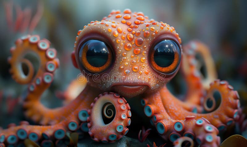 Close-Up of Octopus with Big Eyes. Stock Image - Image of animal ...
