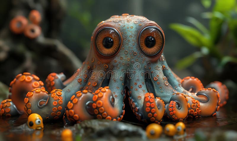 Close-Up of Octopus with Big Eyes. Stock Image - Image of mollusk ...
