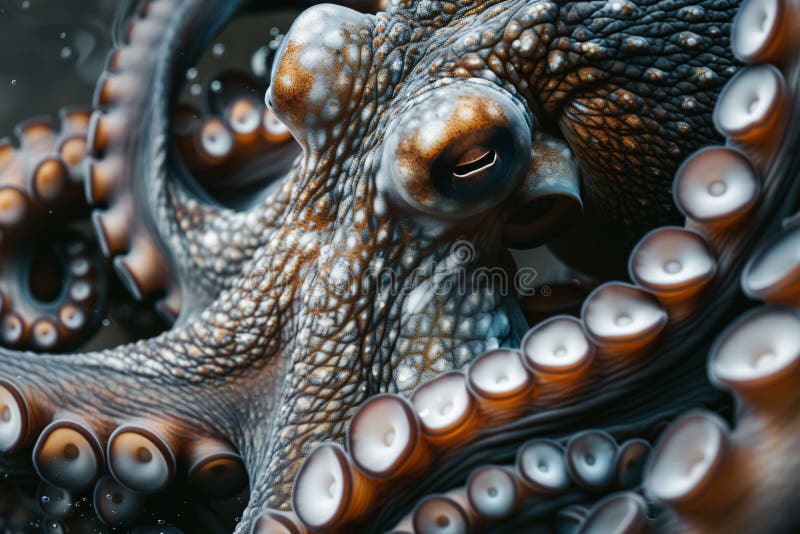 Close up of Octopus face stock illustration. Illustration of water ...