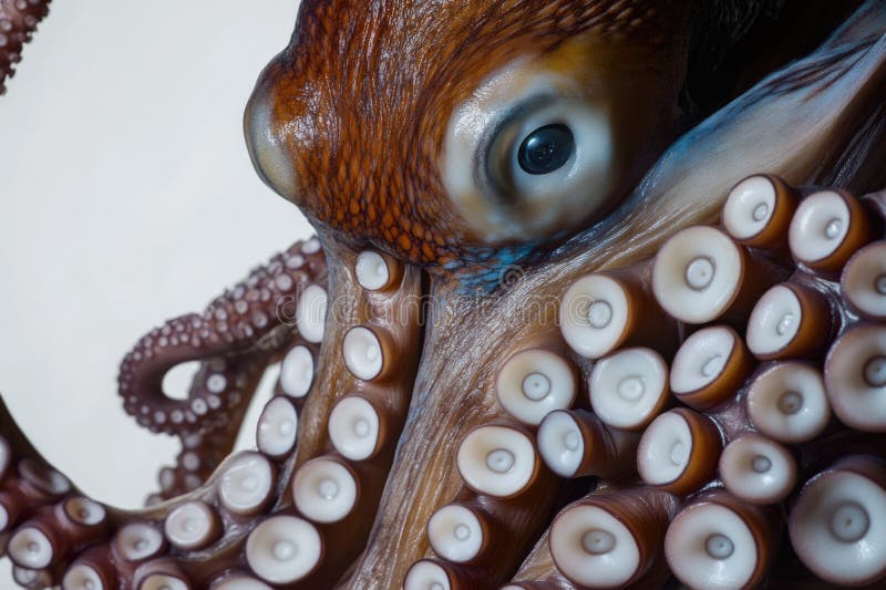 Close Up of an Octopus S Head and Tentacles, Featuring Suckers and ...
