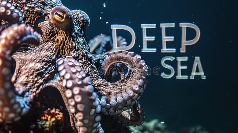 A Close Up of an Octopus with the Words Deep Sea Written, AI Stock ...