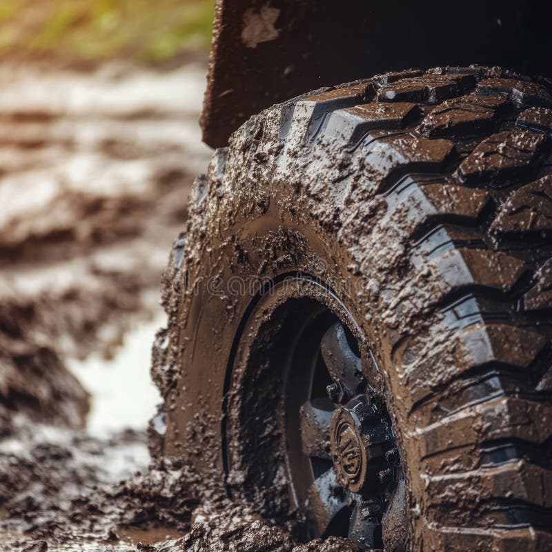 A Close-up of Off-road Tires with Deep, Aggressive Tread Patterns Stock ...