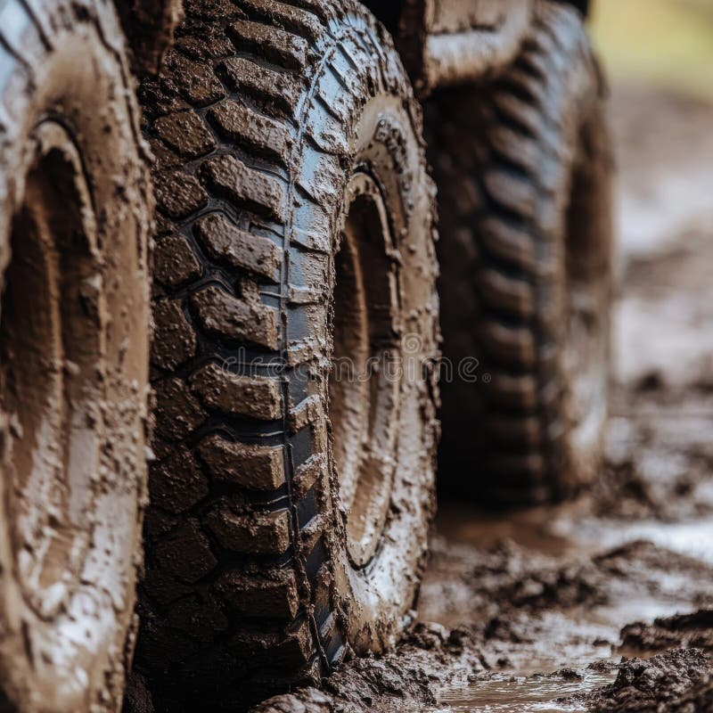 A Close-up of Off-road Tires with Deep Stock Illustration ...