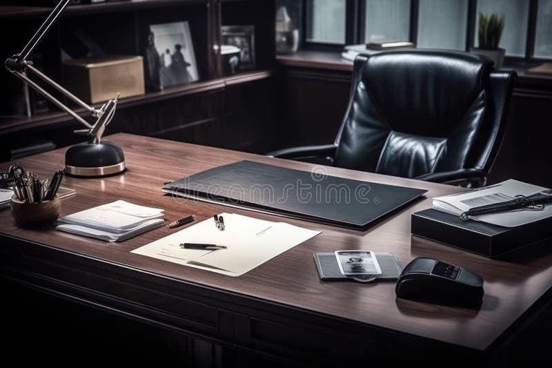 Close Up of an Office Desk Generative AI Stock Illustration ...