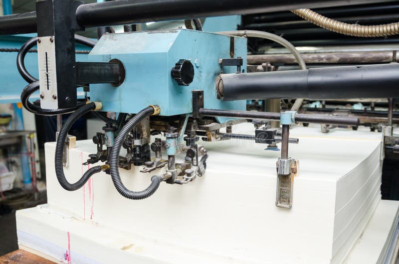 Close Up of an Offset Printing Machine during Production Stock Photo ...