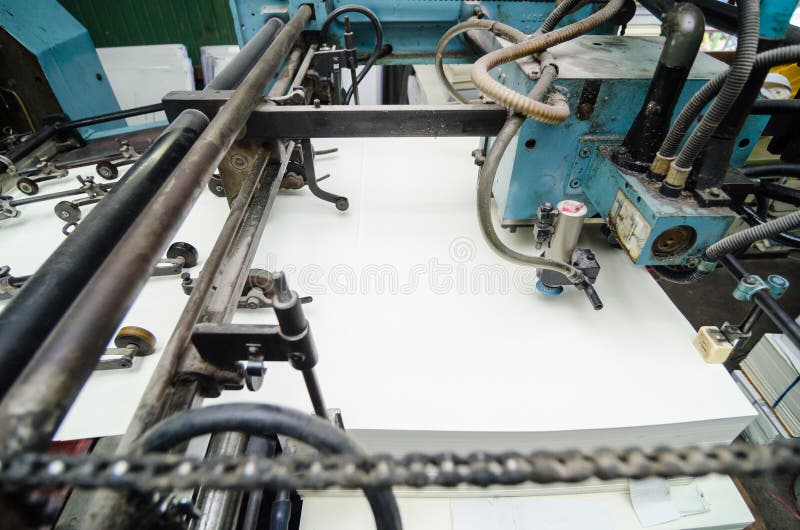 Close Up of an Offset Printing Machine during Production Stock Image ...