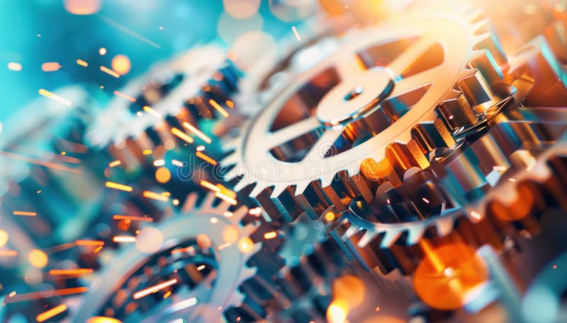 Close-up of the Oil-covered Gears Reflects the Precise Mechanics and ...