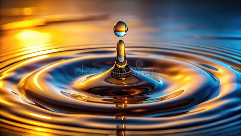 Oil Drop Falling on Water Surface - Generative AI Stock Image - Image ...