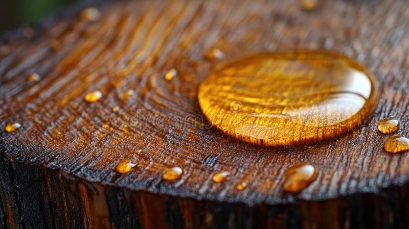 Close-Up of an Oil Drop on a Sawn Tree Surface ? Nature and Industry ...