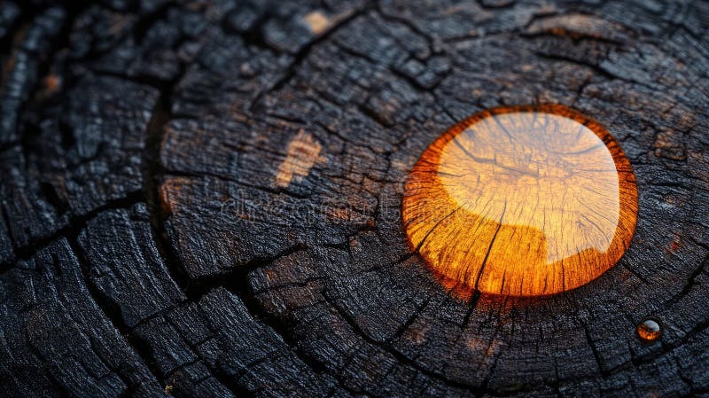 Close-Up of an Oil Drop on a Sawn Tree Surface ? Nature and Industry ...