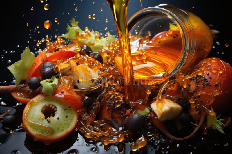 Close-up of Oil Separating from Food Particles Stock Illustration ...