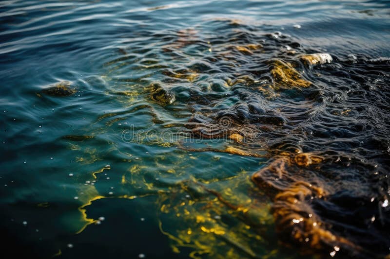Close-up of Oil Slick on Calm Ocean Surface Stock Illustration ...