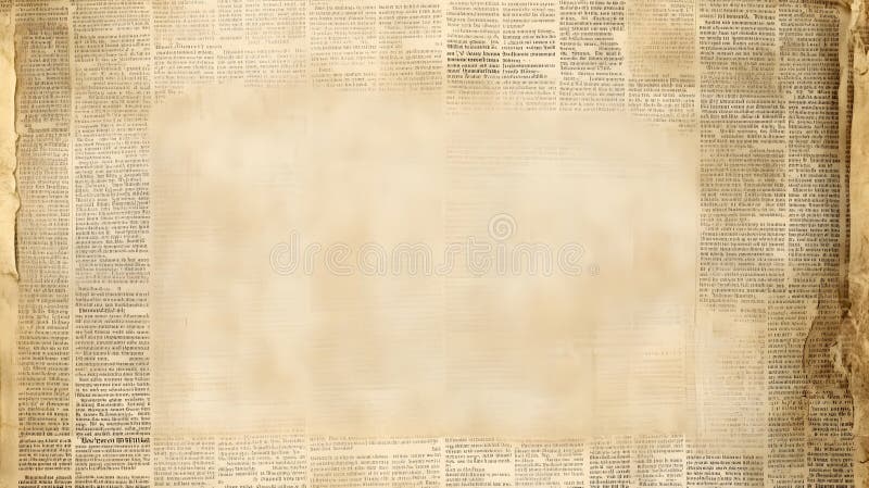 Close-up of Old, Aged and Torn Newspaper Page with Unreadable Text ...