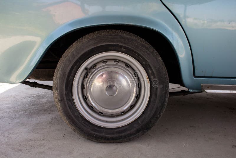 Close Up of Old American Car S Front Wheel and Rim Stock Image - Image ...