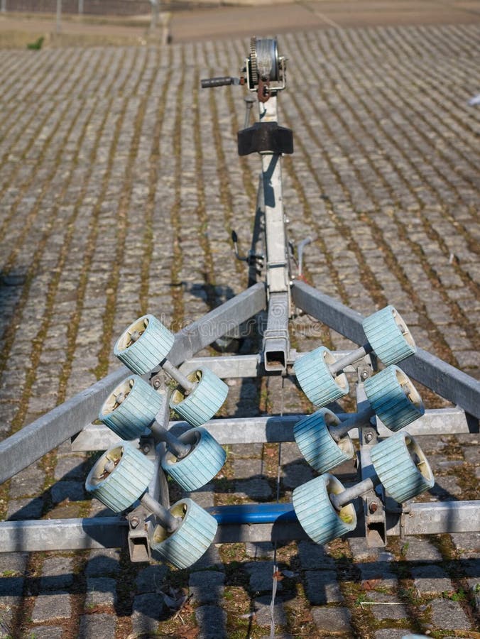 Close-up of an Old Boat Trailer with White Rubber Wheels Stock Photo ...