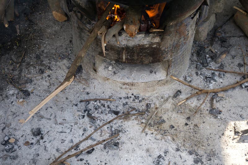 Close Up the Old Brazier for Setting Fire To Cooking in Thailand Stock ...