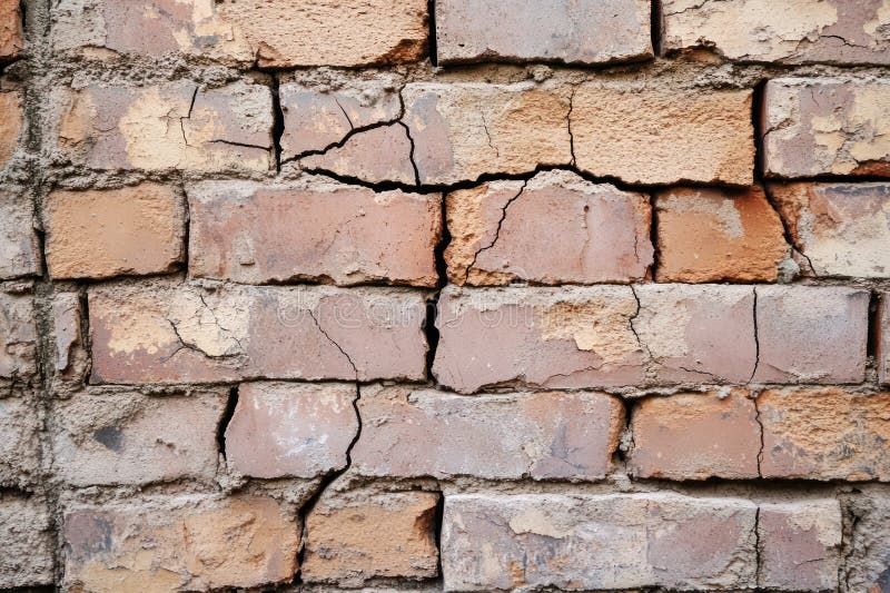 Cracked Brick Wall Showing Structural Damage and Mortar Cracks Stock ...