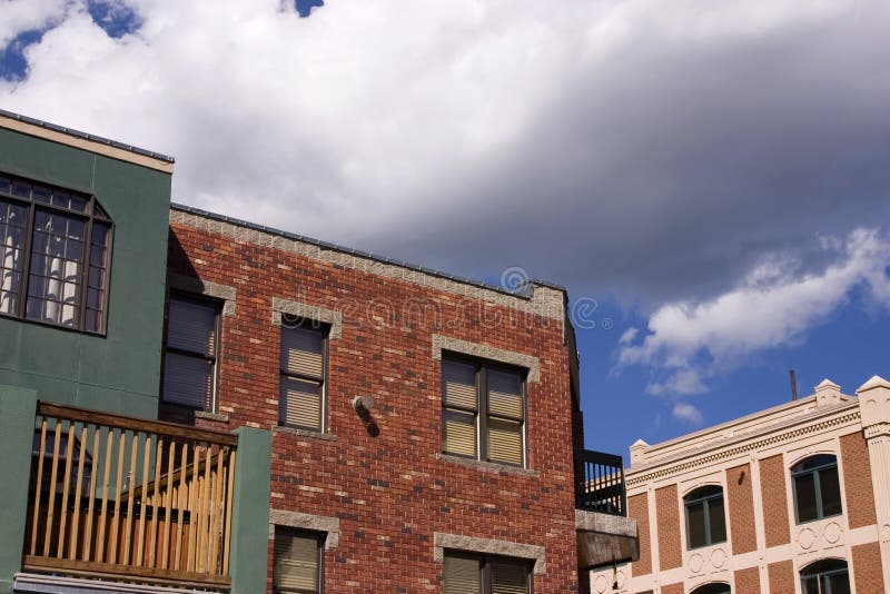 Close Up on an Old Building with Cloudy Background Stock Photo - Image ...
