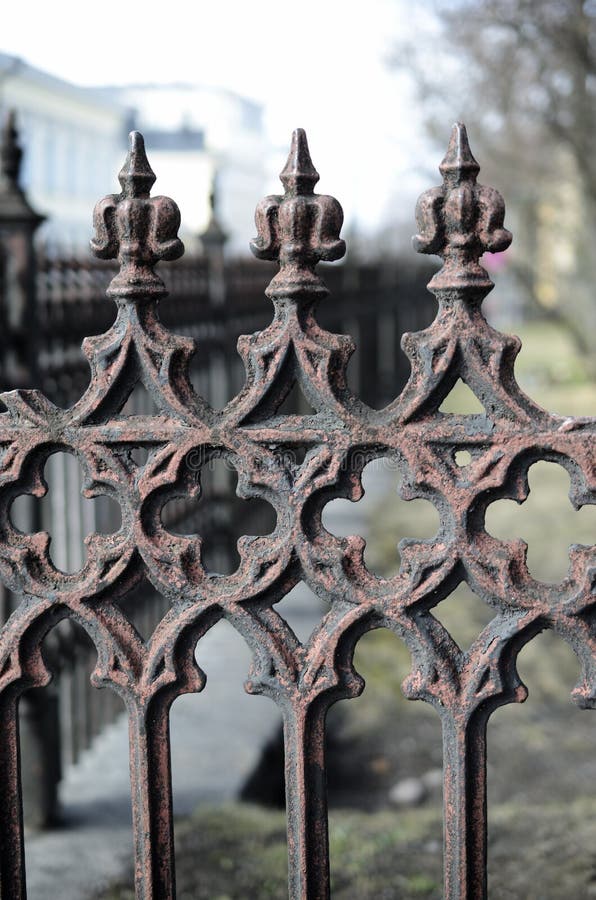 Close-up of an Old Cast Iron Fence Stock Image - Image of black ...