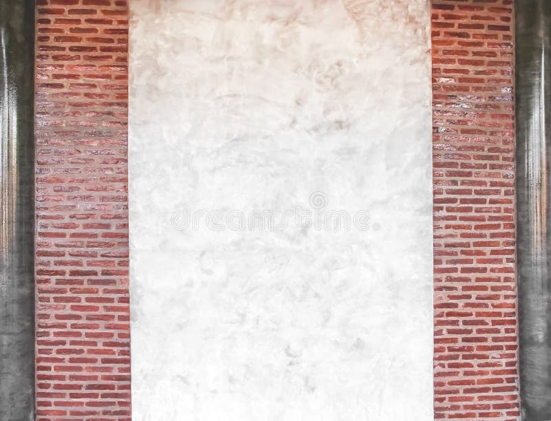 Old Cement Wall Background with Space and Brown Brick Edge Patterns ...