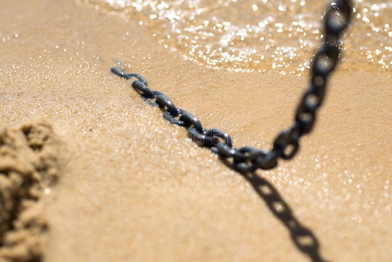Close Up of an Chain on a Beach Stock Image - Image of boats, pebbles ...