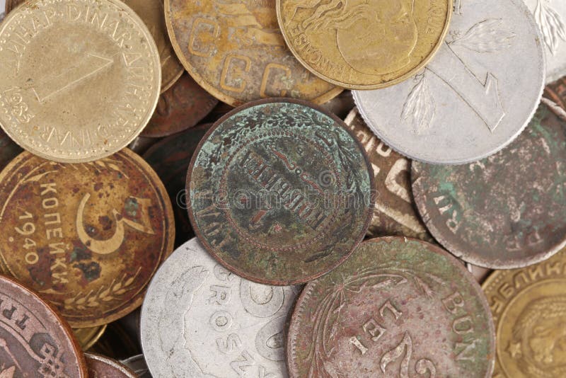 Close up of old coins. stock photo. Image of cent, funds - 36193616