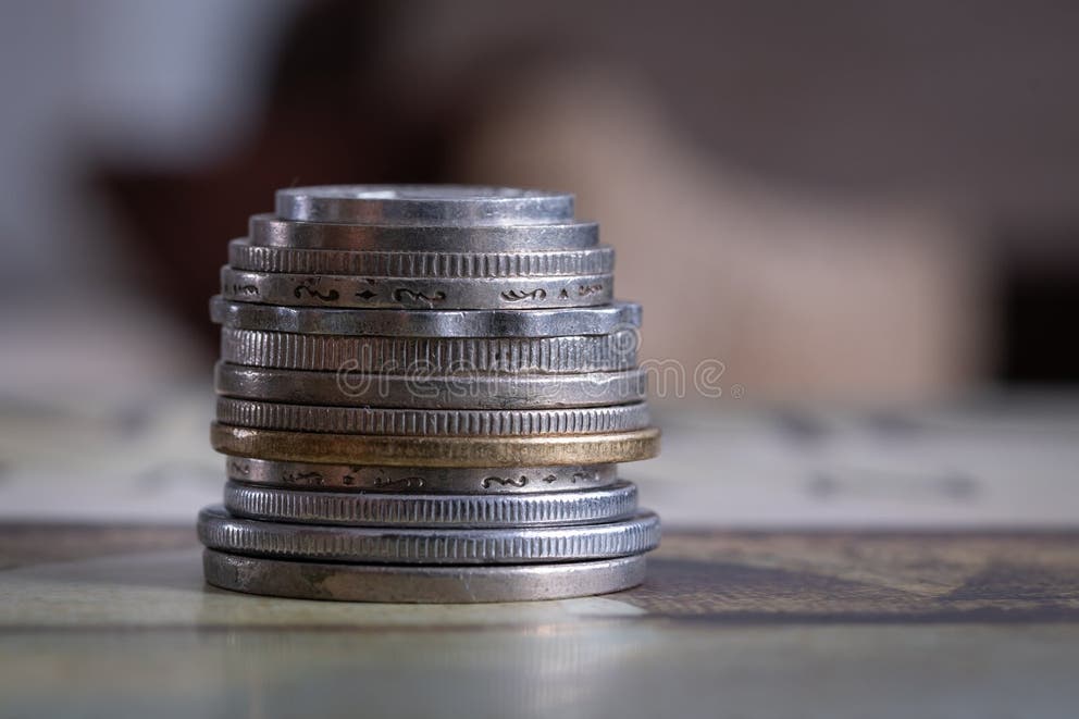 Close Up of Old Coins on Stack Editorial Photography - Image of market ...