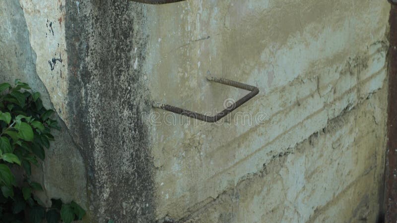 Close-up of an Old Concrete Wall with Reinforcement in the Form of ...