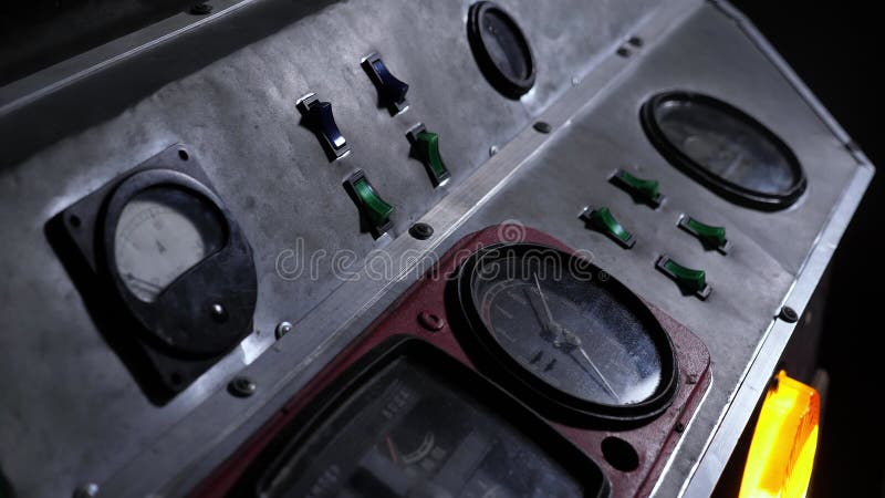 Close-up of an Old Control Panel in the Cab of a Train or Subway. Stock ...
