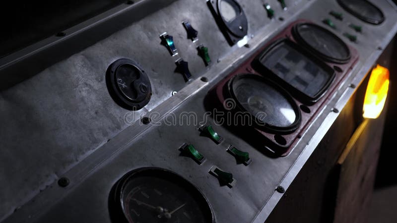 Close-up of an Old Control Panel in the Cab of a Train or Subway. Stock ...