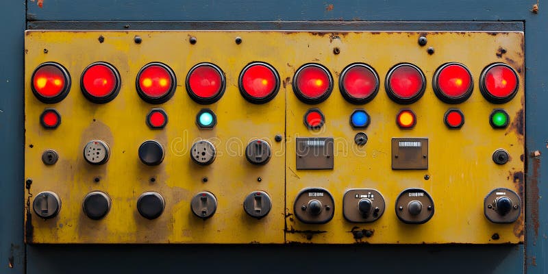 Close-up of an Old Control Panel Stock Illustration - Illustration of ...