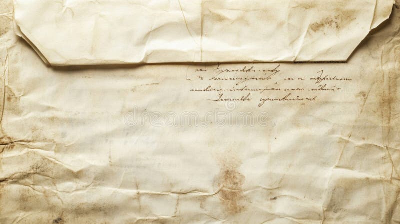 Close-up of Old Crumpled Paper with Handwritten Text Stock Illustration ...