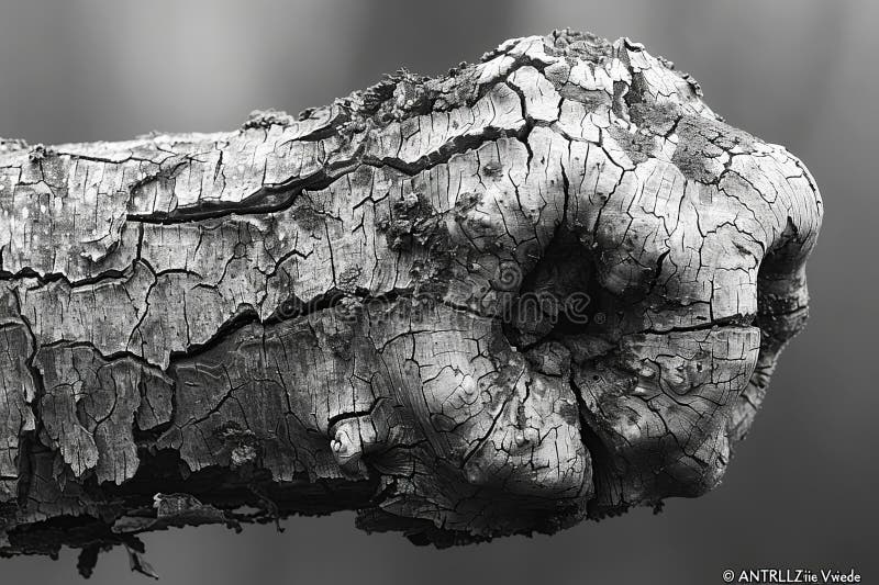 A Close Up of an Old Decaying Tree Trunk Black and White Stock ...