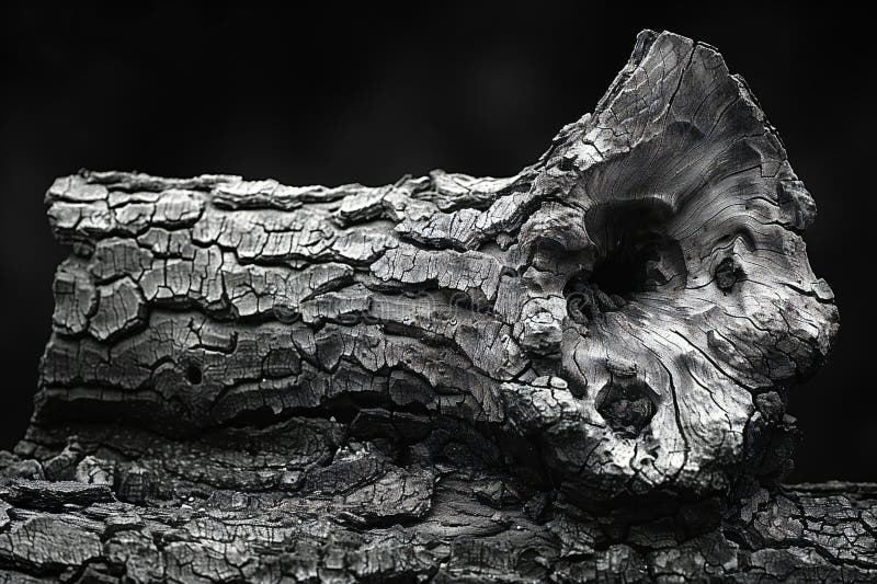 A Close Up of an Old Decaying Tree Trunk Black and White Stock ...