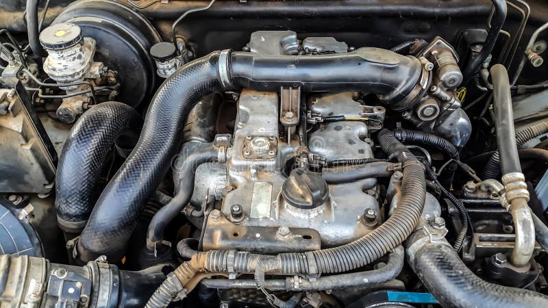 Old dirty car engine stock image. Image of mechanic - 177569747