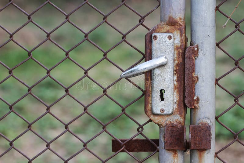 Close Up Old Door and Cage. Stock Photo - Image of close, metal: 135105026
