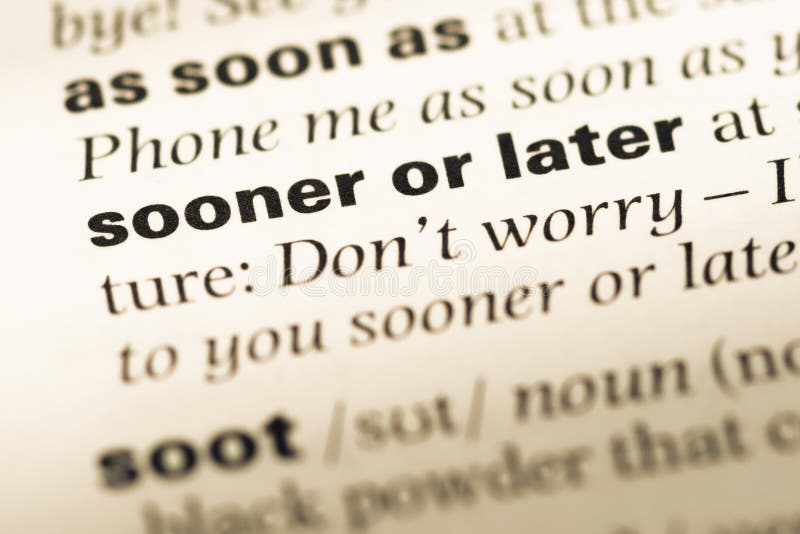 Close Up of Old English Dictionary Page with Word Sooner or Later Stock ...