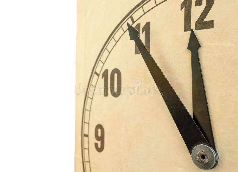 Close-up of Old-fashioned Clock Isolated. 11:55 Stock Photo - Image of ...