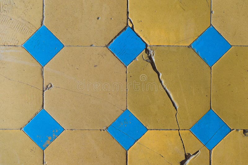 Close-up of an Old Floor Tile with a Two-tone Pattern. Chapped Floor ...