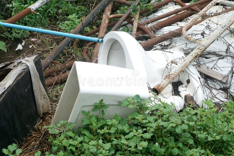 Old Flush Toilet on the Ground Stock Photo - Image of concept, heaps ...