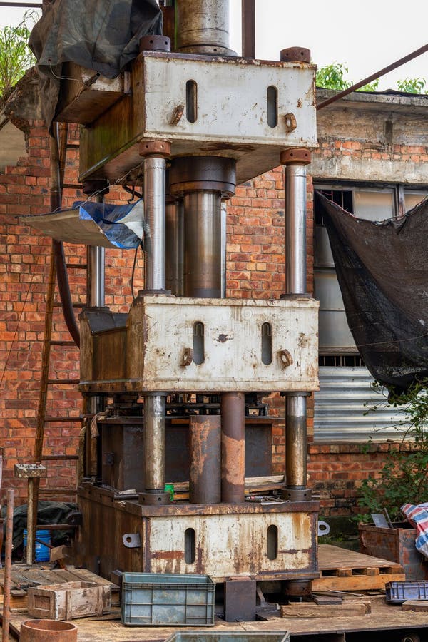Close-up of Old Industrial Punching Machine Stock Photo - Image of iron ...