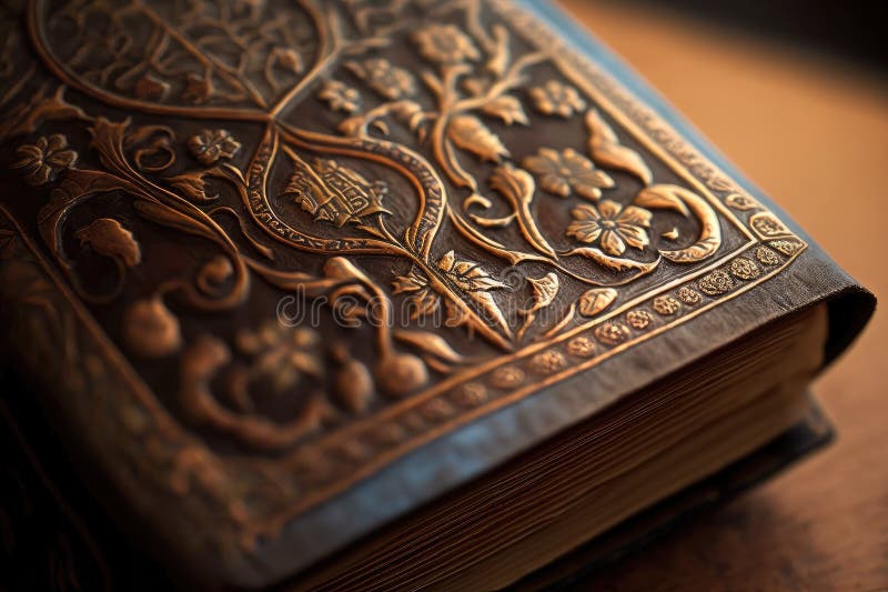 A Close-up of an Old, Leather-bound Book with Intricate Designs and ...