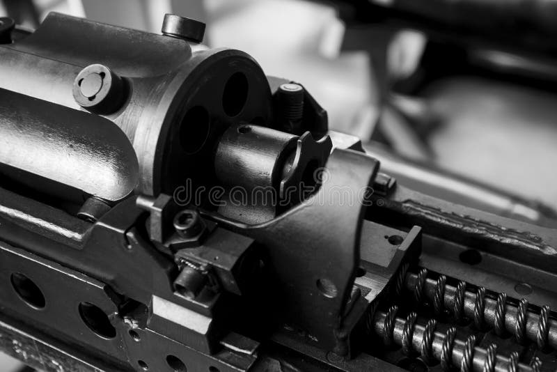 Close up old machine gun stock photo. Image of cartridge - 107625108