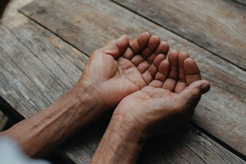 Close-up of Old Man S Hands Resting on Wood Stock Image - Image of male ...