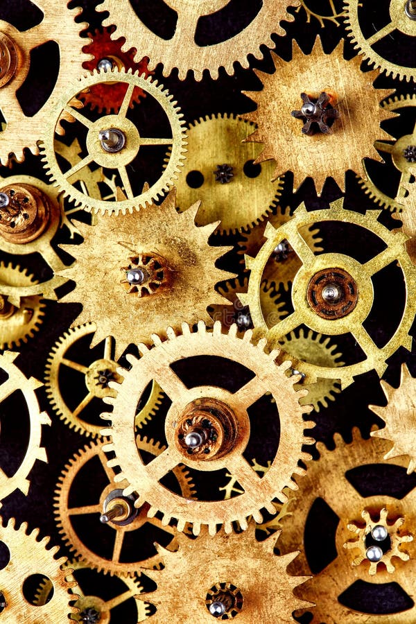 Close Up Old Mechanism On A Black Background Stock Photo - Image of ...