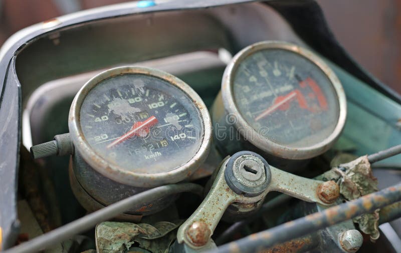 Close Up of Old Motorcycle Speed Meter Stock Photo - Image of vintage ...