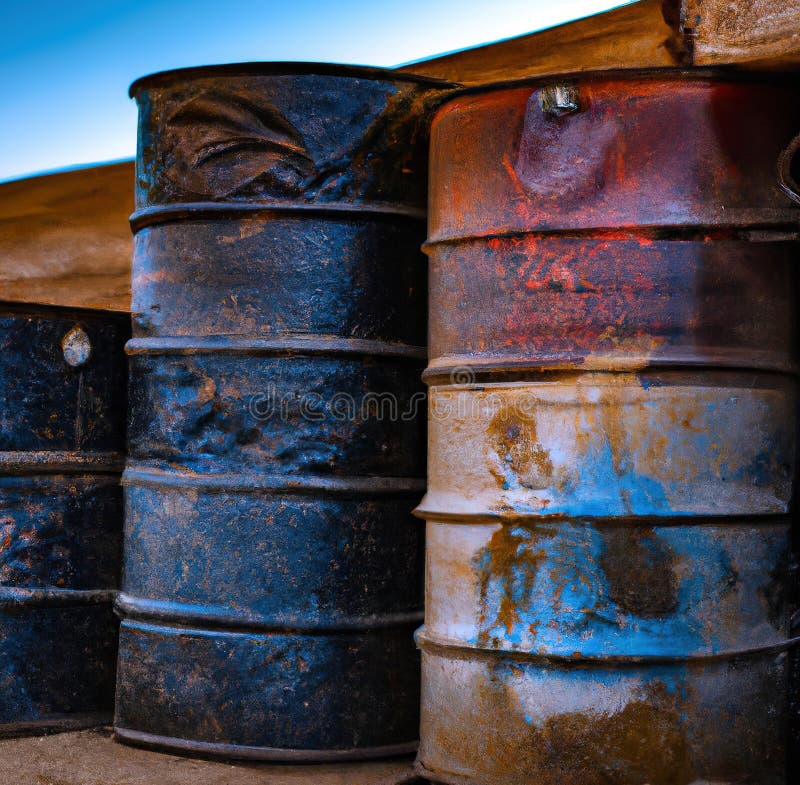Close Up of Old Oil Drums Created Using Generative Ai Technology Stock ...