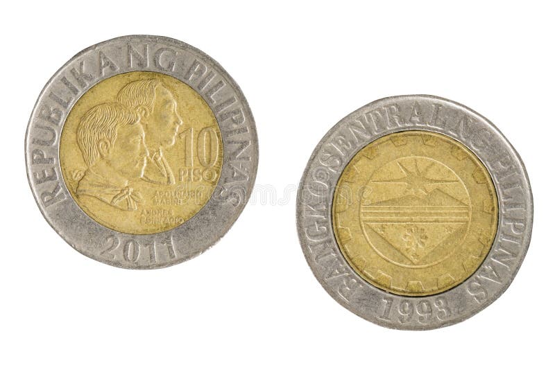 Close Up of the Old 10 Piso Philippines Coin Isolated Stock Photo ...